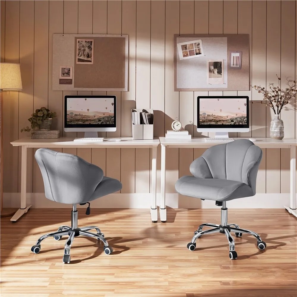 Kancelářská židle Yaheetech – světle šedá, 60 cm (šířka) × 60 cm (hloubka) × 76,5 cm – 86 cm (266901824875)