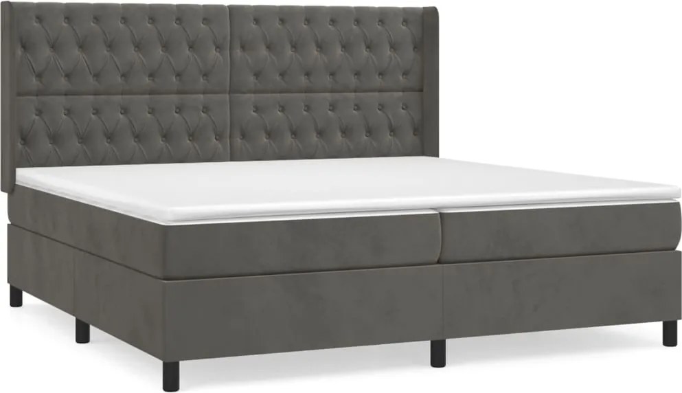 Box spring postel s matrací tmavě šedá 200x200 cm samet 3132880