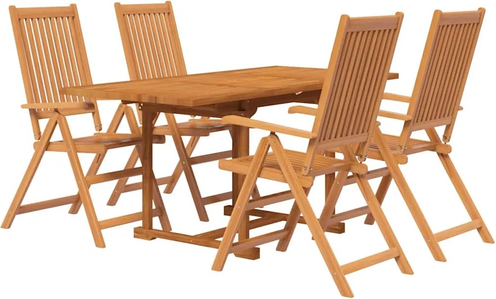 5dílný zahradní jídelní set masivní akáciové dřevo 120-170 cm 3079645