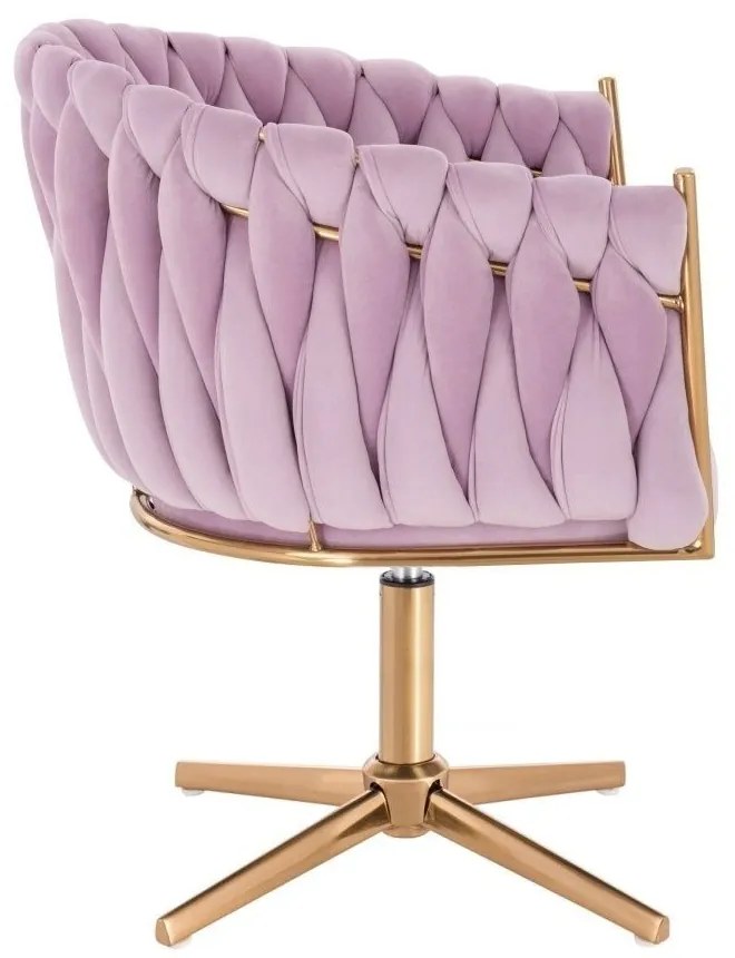 LuxuryForm DESIGN Otočná židle NORDEN VELUR na zlatém kříži - levandule