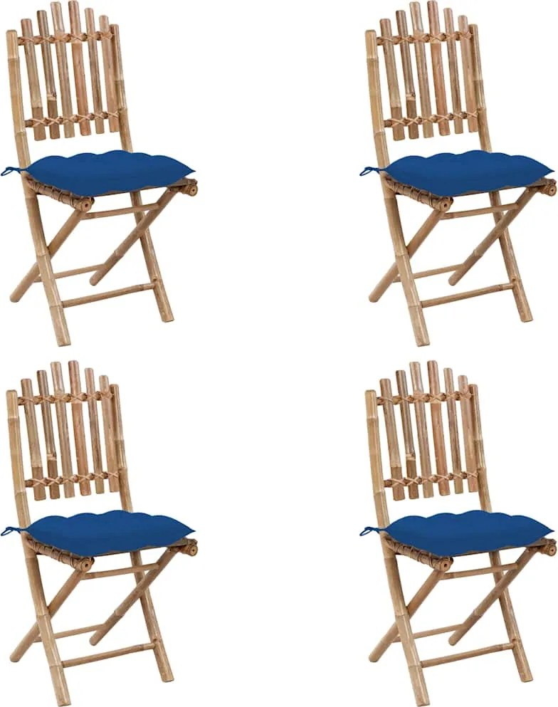 5dílný skládací zahradní jídelní set s poduškami bambus 3063985