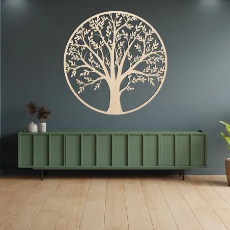 Dřevěný Strom života v kruhu | Elegantní dekorace na zeď | SENTOP PR0217