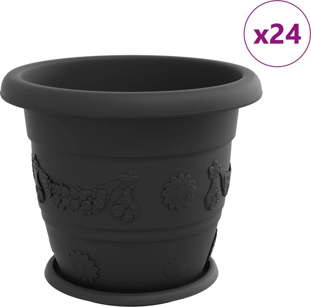 Květináče 24 ks Černá Ø 34 x 28 cm Plast 3403288