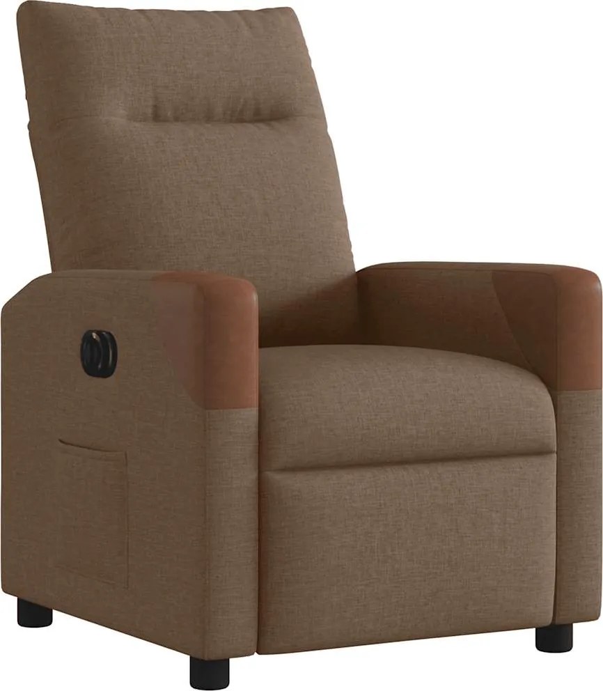 Elektrické polohovací křeslo hnědé textil 3323993