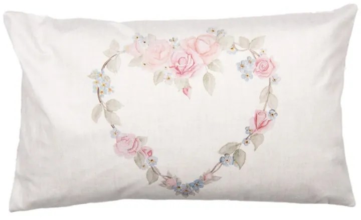 Béžovo-růžový obdélníkový povlak na polštář s kytičkami Summer Love Flowers – 30x50 cm
