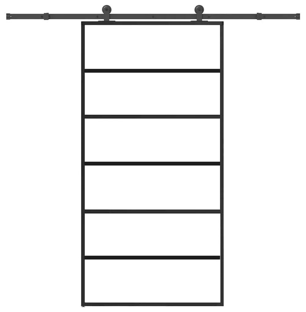 Posuvné dveře s kováním 102x205 cm ESG sklo a hliník 3332832