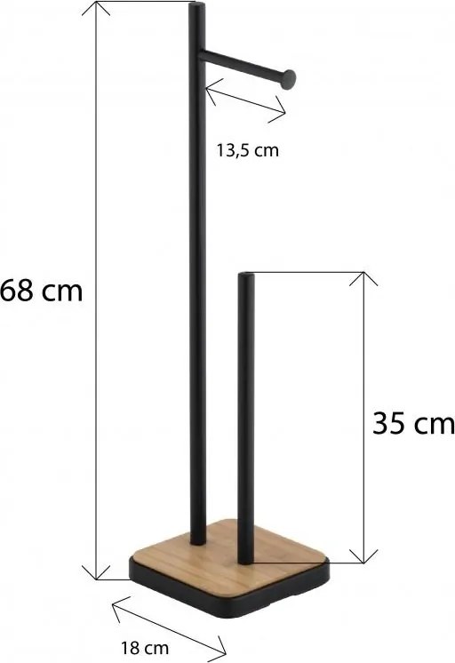 Erga Saga, držák na WC papír se zásobníkem 18x18x68 cm, černá matná-hnědá, ERG-YKA-P.SAGA