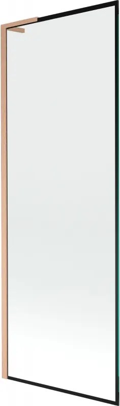 Mexen Next L, 1-křídlová vanová zástěna 70 x 150 cm, 6mm čiré sklo-černý vzor, měděný profil, 895-070-000-03-70-65