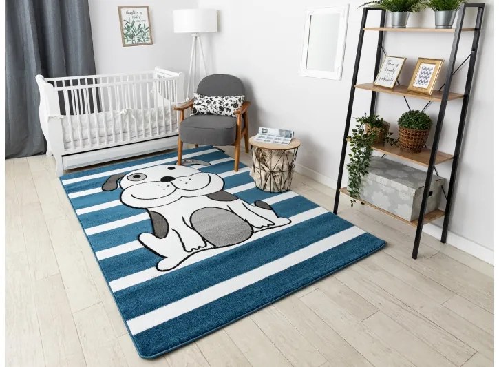 Dywany Łuszczów, Dětský kusový koberec Petit Puppy blue, 160x220, modrá, dětský pokoj