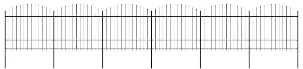 Zahradní plot s kopím nahoře ocelový 1005 x 175 cm černý 277744
