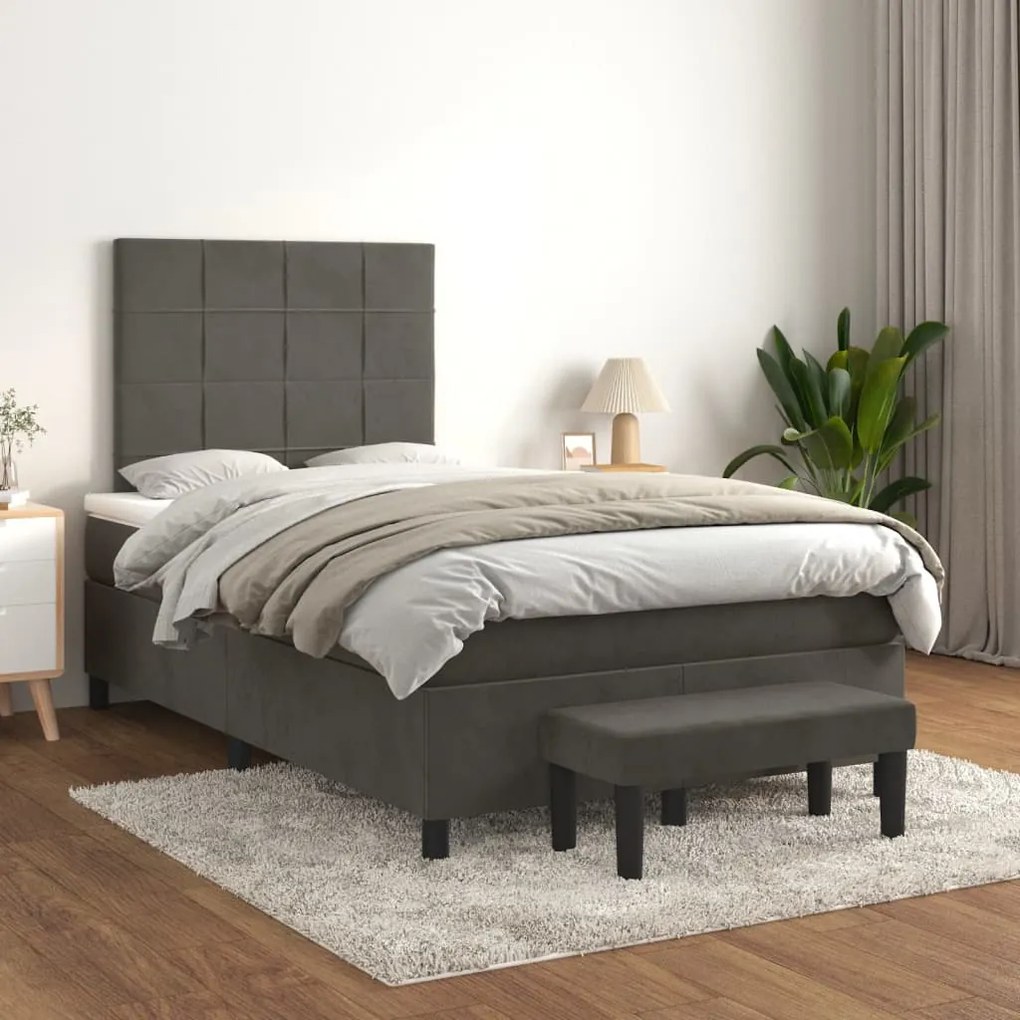 Box spring postel s matrací tmavě šedá 120 x 200 cm samet 3137834