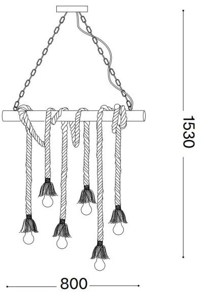 Ideal Lux - Lustr na lanku CANAPA 6xE27/15W/230V hnědá