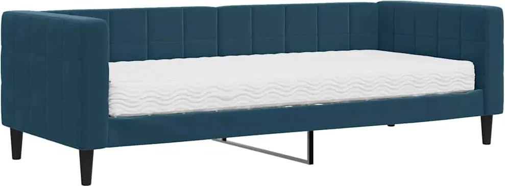 Válenda s matrací modrá 80 x 200 cm samet 3196659