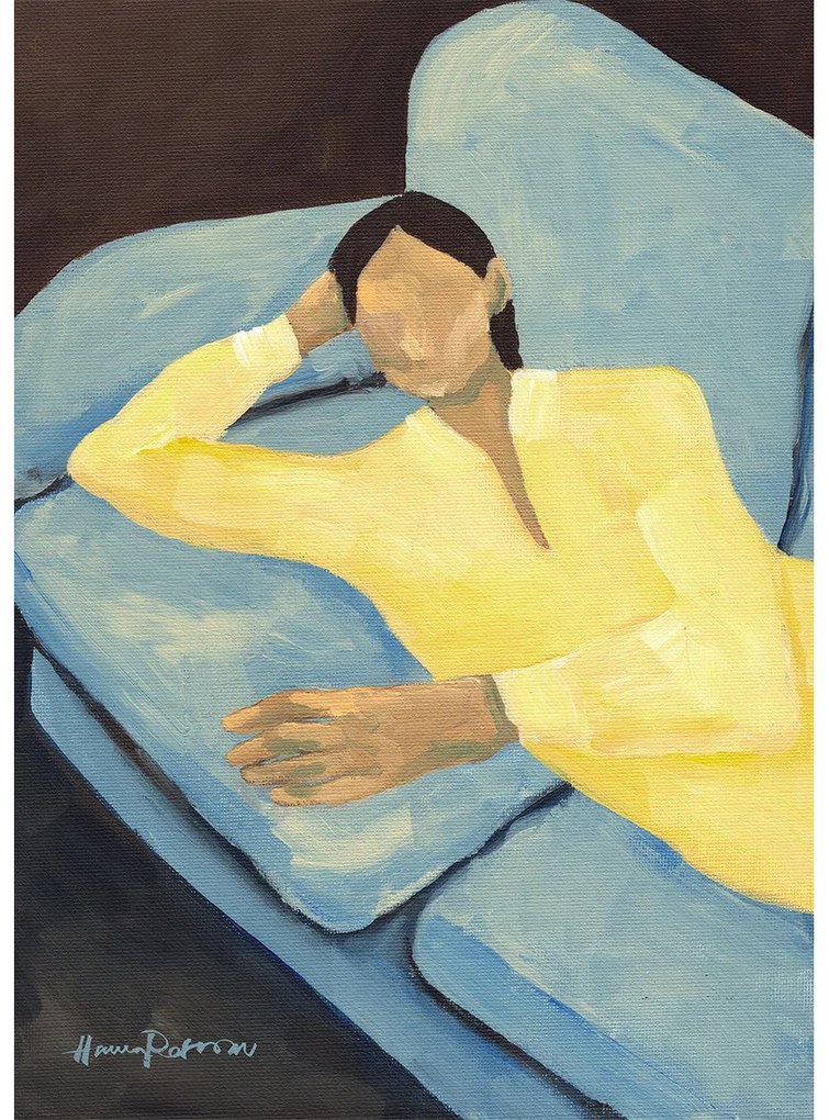The Poster Club Plakát Blue Sofa by Hanna Peterson A4 (21x27cm)
