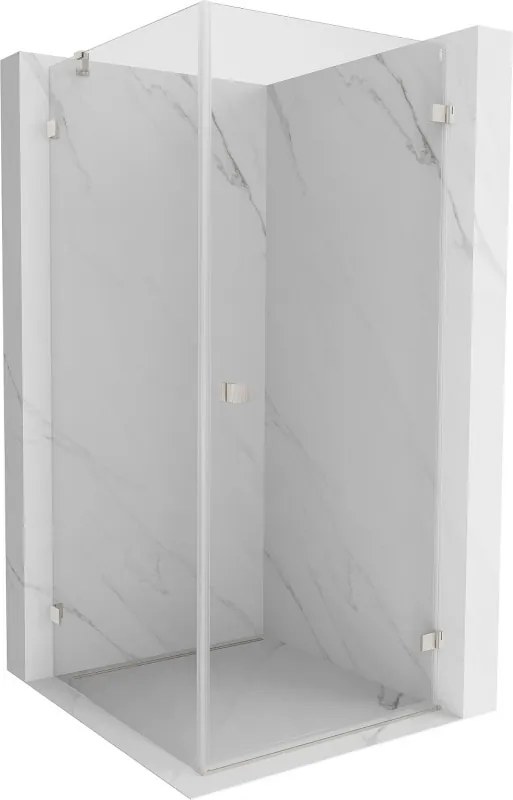 Mexen Lunar-B pravostranný výklopný sprchový kout 80 x 80 cm, čiré sklo, broušená ocel, 832-080-080-97-00-P