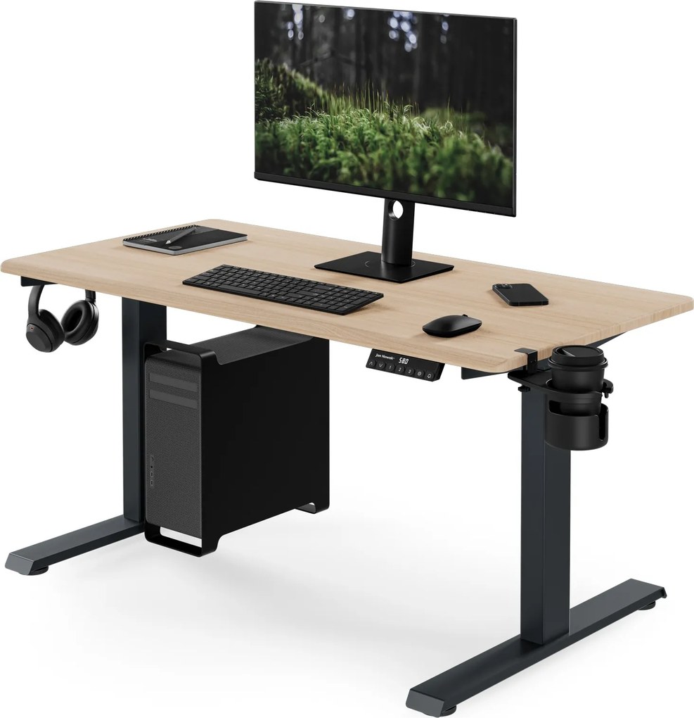 Elektrický stůl s regulací výšky ergonomický antracitový/dub sonoma,1200x600 mm: ARIA
