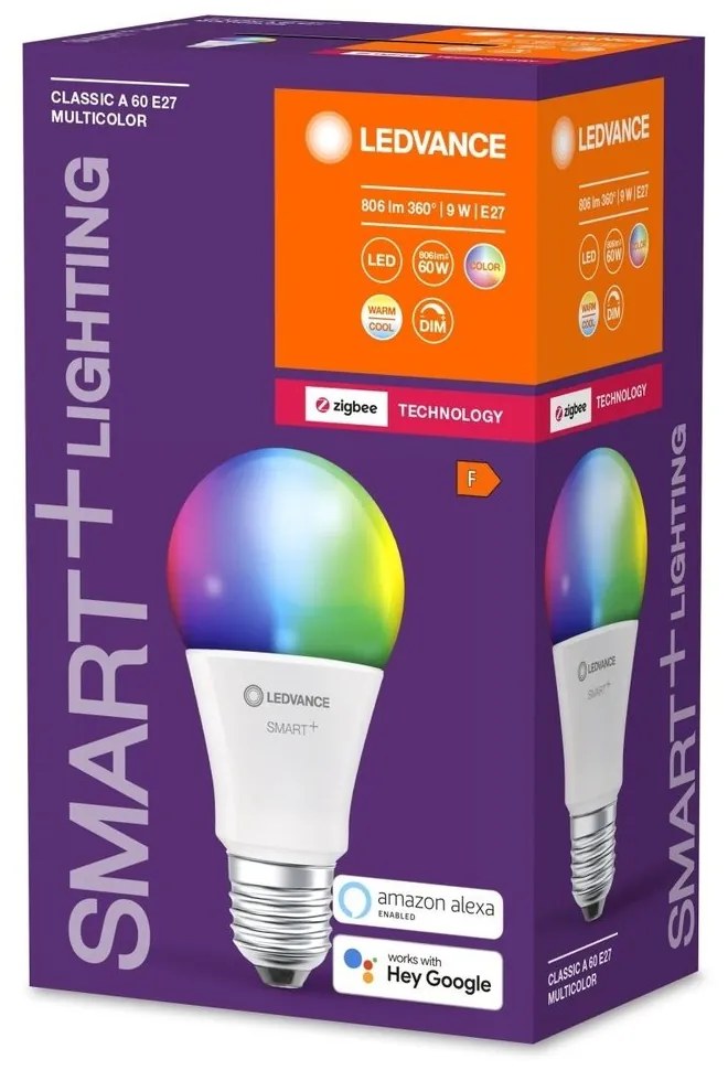 Chytrá zigbee LED stmívatelná žárovka E27 9 W CLASSIC A RGBW