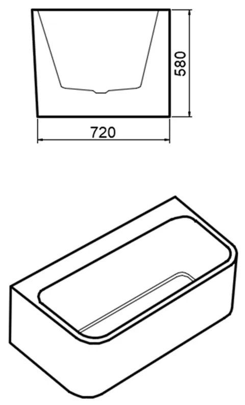 BPS-koupelny Volně stojící akrylátová vana ke stěně HYD-SOF515B 150x75 bílá, odtokový komplet bílý lesklý