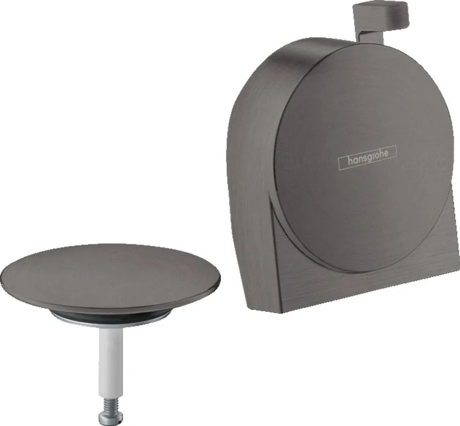 Hansgrohe Exafill S, vrchní sada vanového výtoku, odtokové a přepadové soupravy, kartáčovaný černý chrom, HAN-58117340