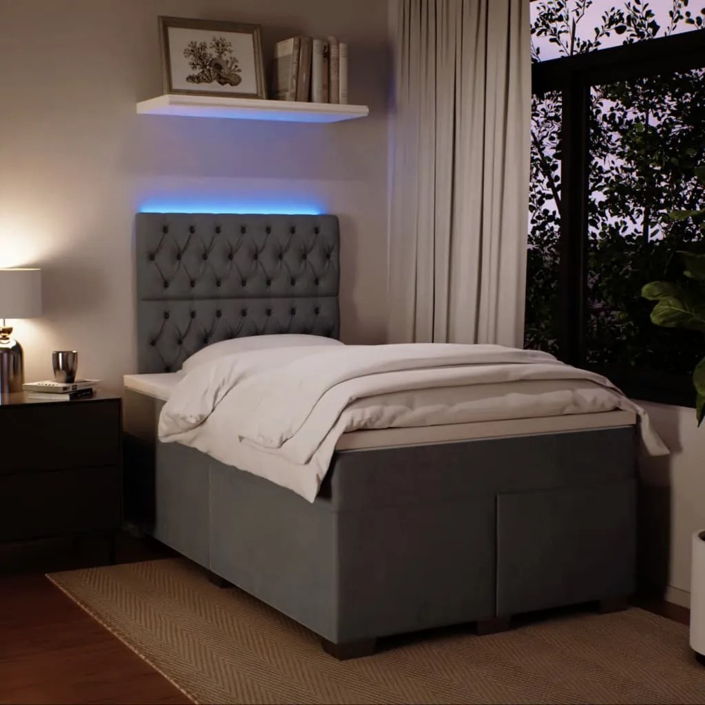 Box spring postel s matrací tmavě šedý 120x190 cm samet 3293165