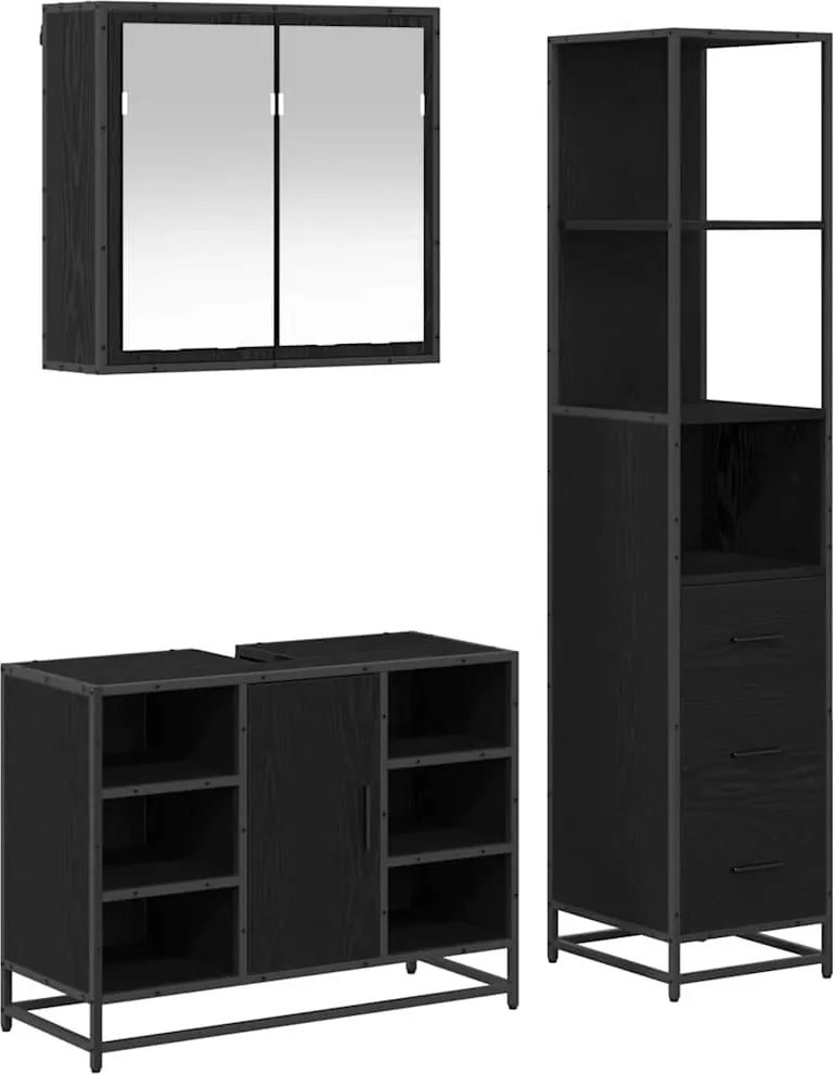 Sada koupelnového nábytku 3 ks Černý dub 80 x 33 x 60 cm 3402422