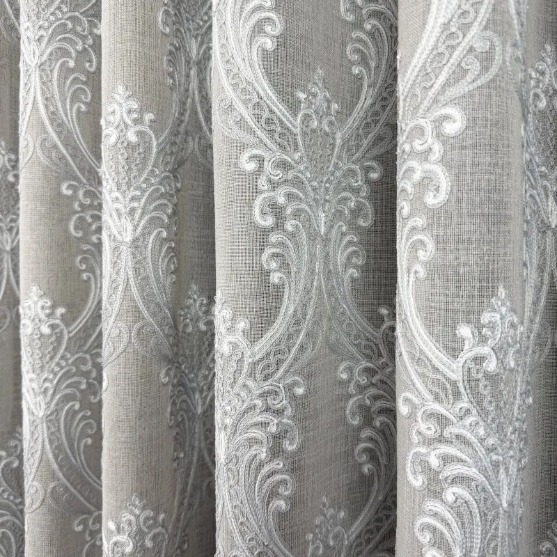Voálová Luxusní vyšívaná záclona Versailles Cappuccino metráž Ervi 3634-18