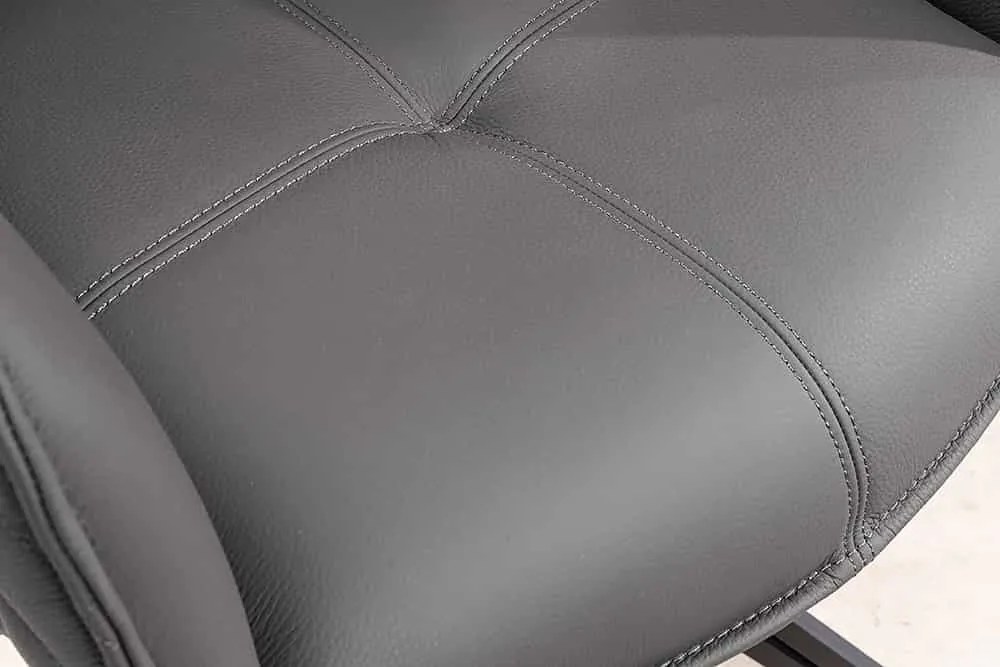 Designová otočná židle Natasha šedá kůže