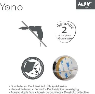 MSV YONO samolepící háček černý / bambus / ocel / 48 x 36 mm