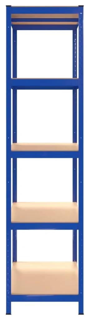 5patrové úložné regály 4 ks modré ocel a kompozitní dřevo,  3154176
