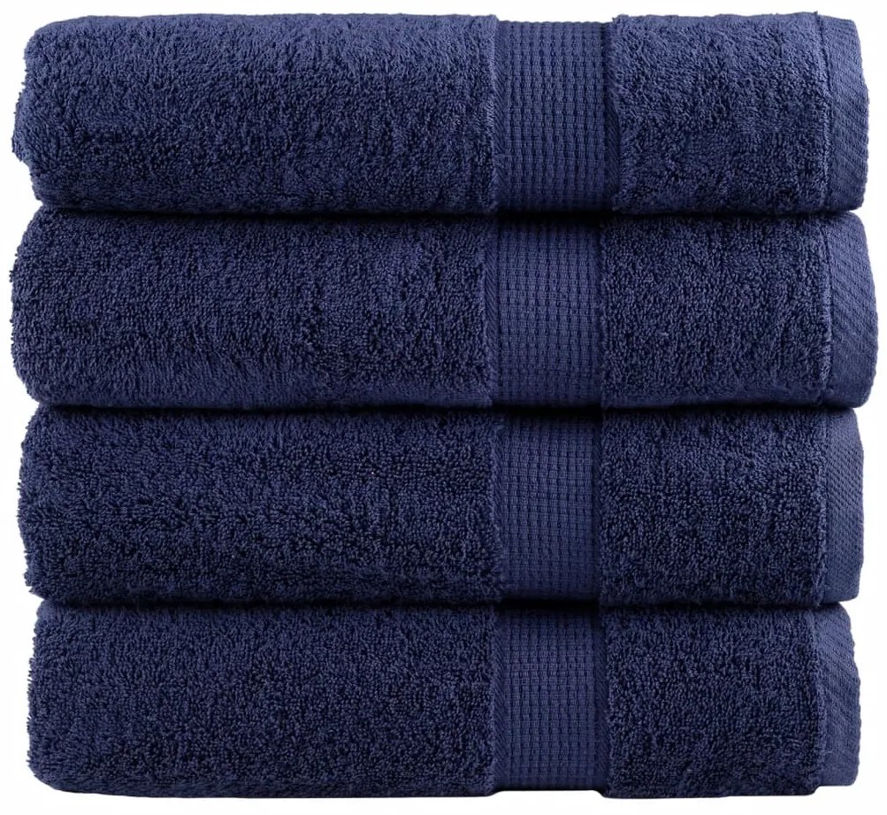 Prémiové ručníky do sprchy SOLUND 4 ks tmavě modré 70x140 cm 600 g/m² 137261