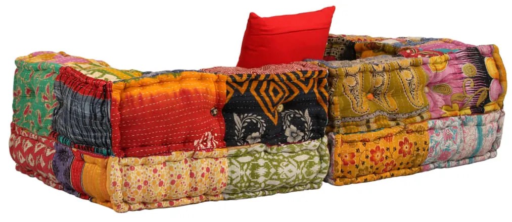 vidaXL Marketos 2místný modulární pouf patchwork textil