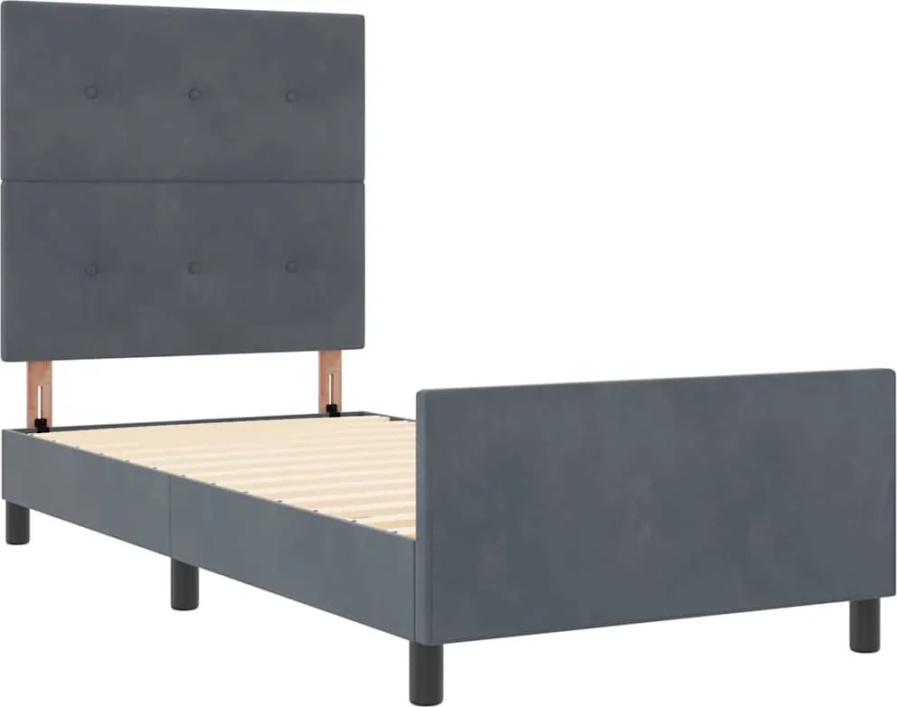 Postel s boxspringem s čelo Tmavě šedá 100 x 200 cm samet 3344922