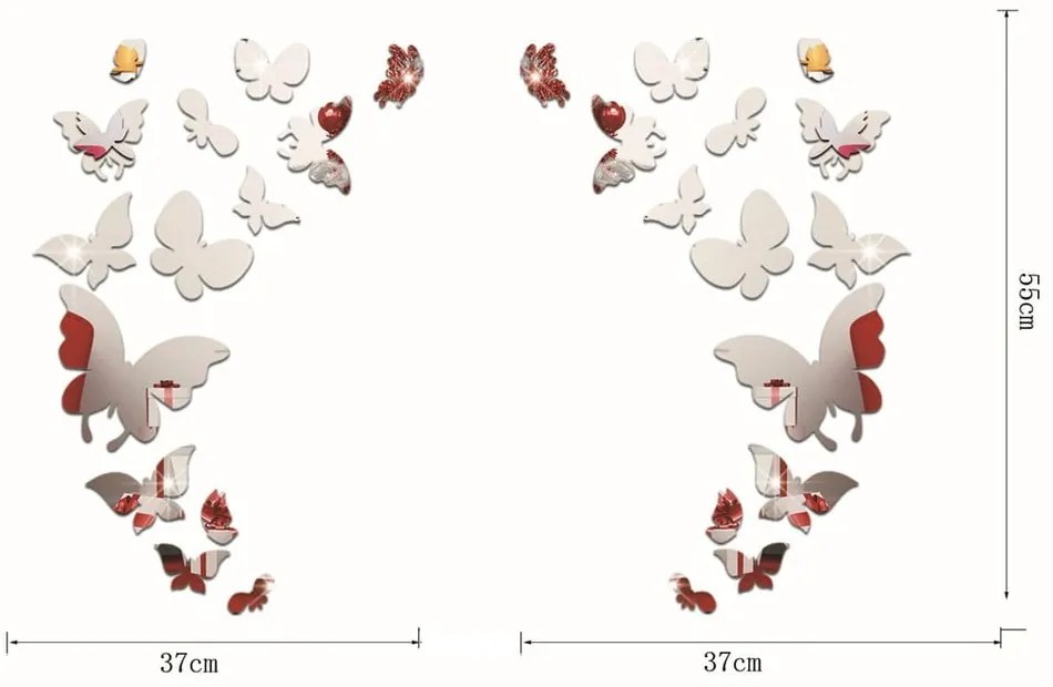 Sada 28 zrcadlových samolepek Ambiance Butterfly