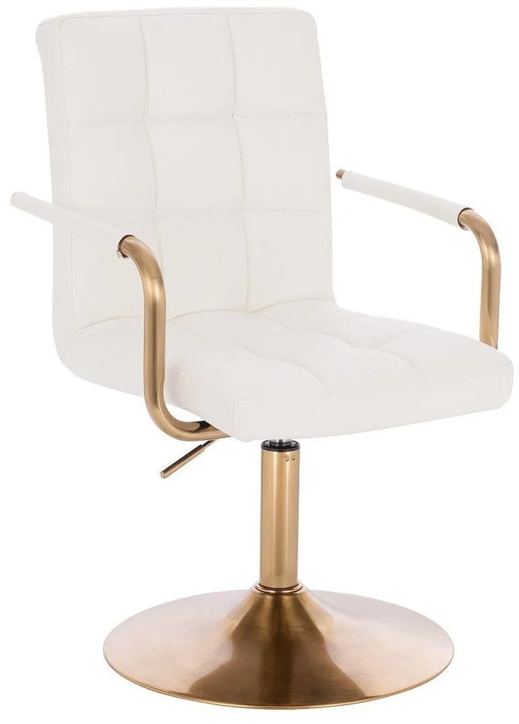 LuxuryForm DESIGN Židle VERONA GOLD na zlatém talíři - bílá