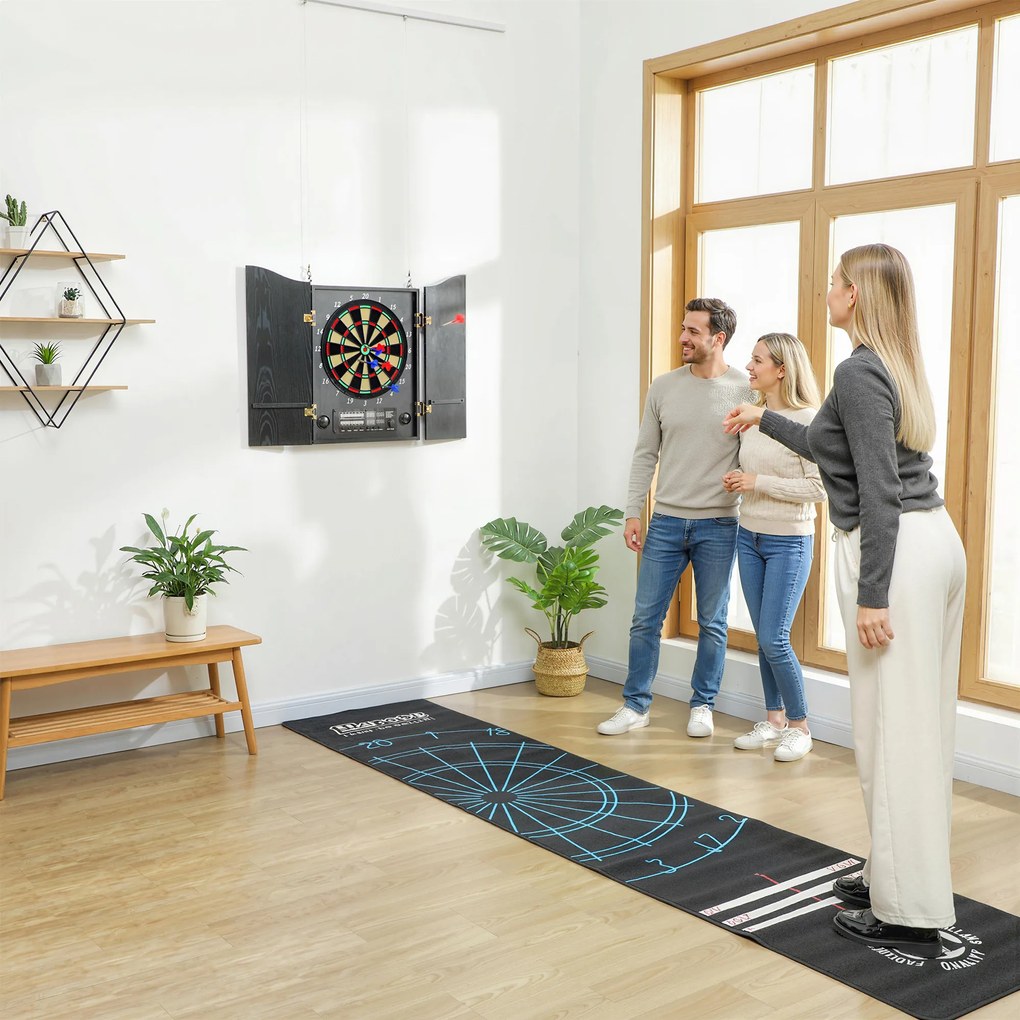 SPORTNOW Elektronický terč E Dartboard s dveřmi vzhled dřeva, LED displej, hlasové hlášení, 6 šipek, 24 náhradních hrotů