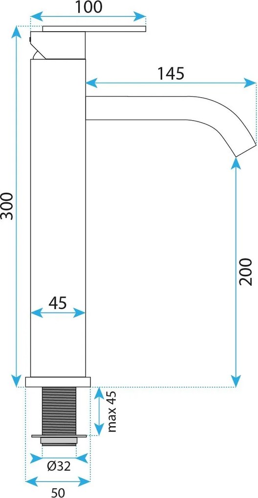 Rea Ontario, vysoká umyvadlová baterie h-300, broušená ocel, REA-B5510