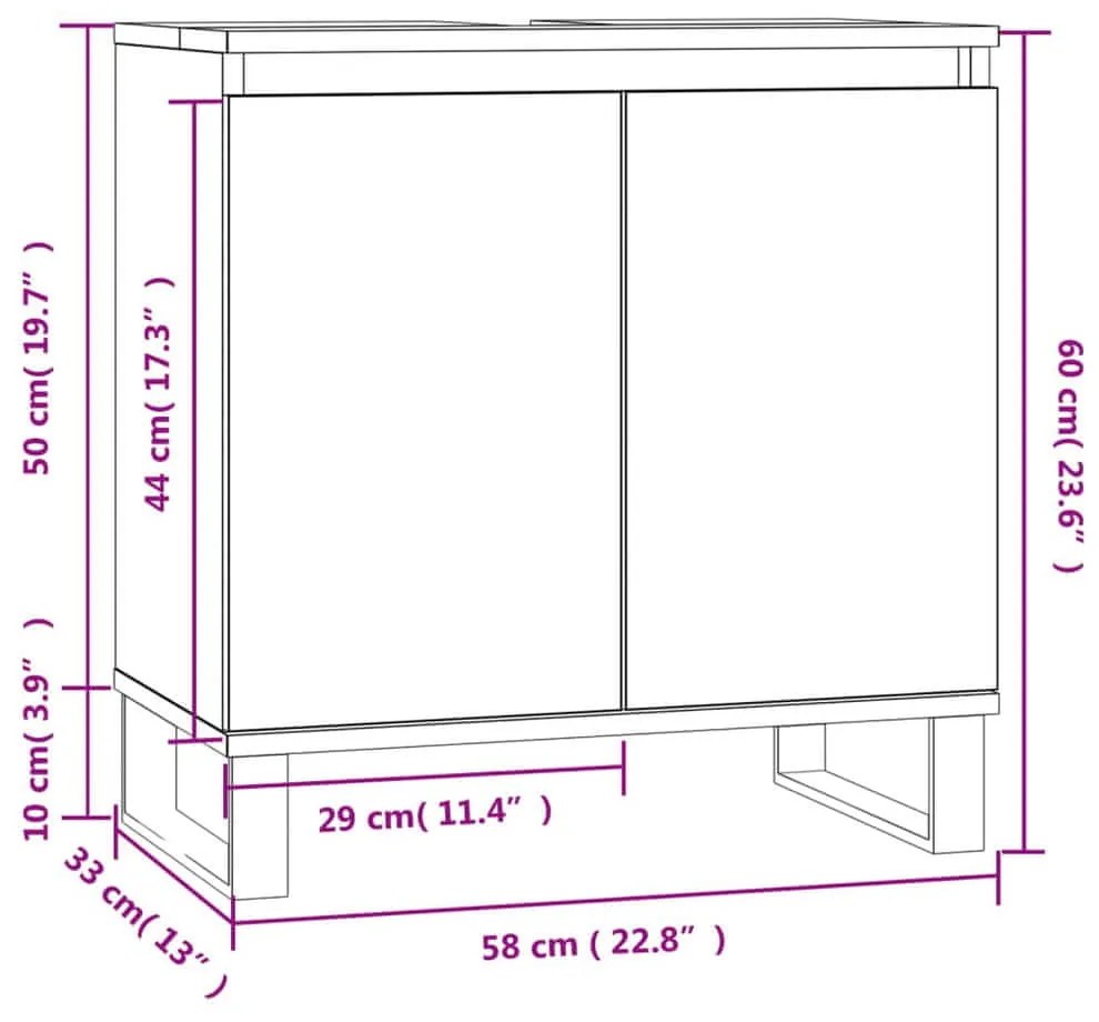 Petromila Koupelnová skříňka lesklá bílá 58 x 33 x 60 cm kompozitní dřevo