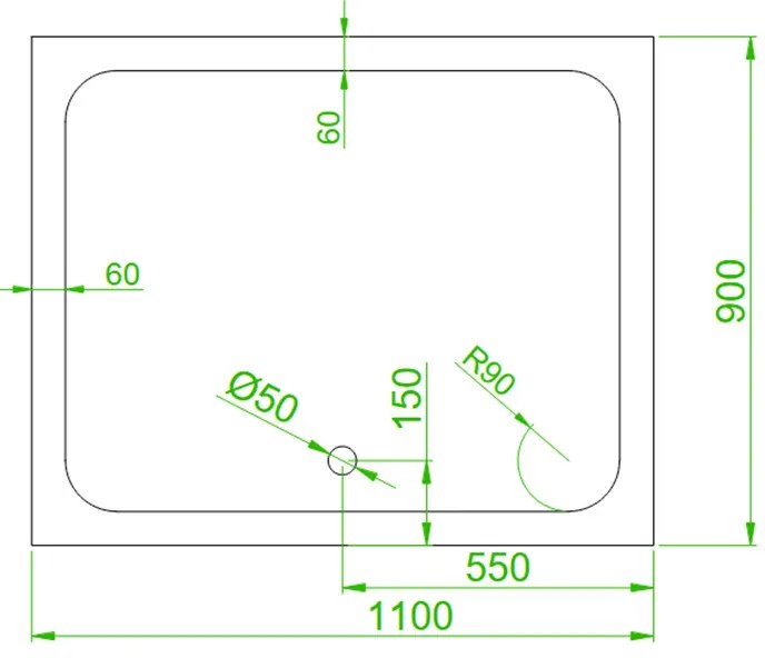 BPS-koupelny Obdélníková akrylátová sprchová vanička HYD-OSV-SXL04B 110x90 bílá