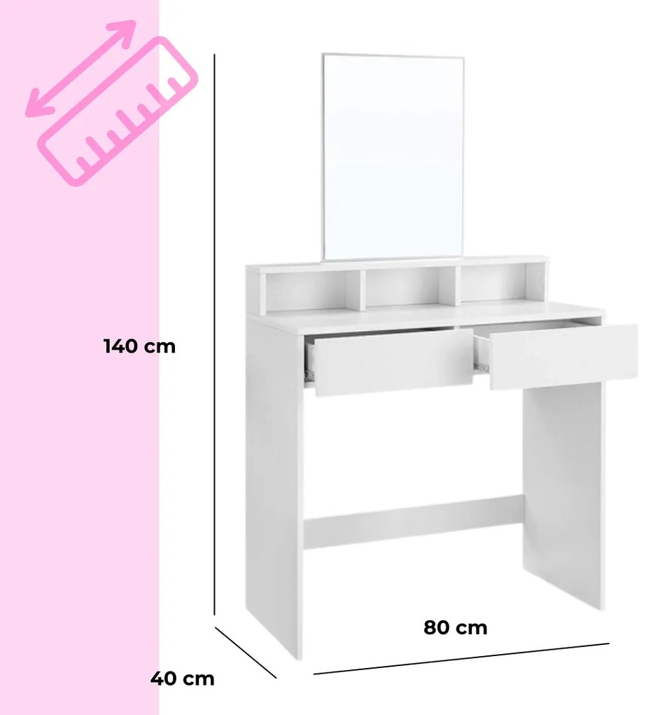 Jurhan Toaletní stolek VANESA, 80x40x140cm, bílá