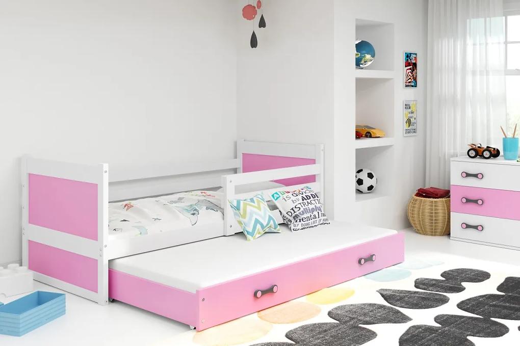 BMS Group Dětská postel s výsuvnou přistýlkou RICO bílá Velikost postele: 200x90 cm, Barva výplní: Grafit
