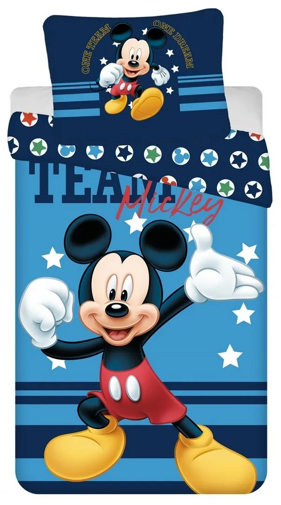Jerry Fabrics Dětské bavlněné povlečení Mickey Team, 140 x 200 cm, 70 x 90 cm
