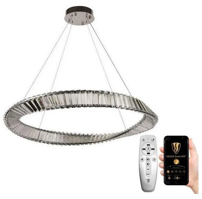 NEDES LED Stmívatelný křišťálový lustr na lanku LED/50W/230V + dálkové ovládání ND3606