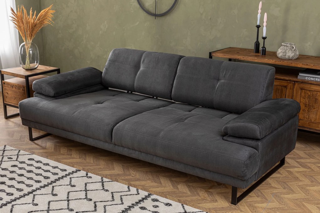 Atelier del Sofa 3-místná pohovka Mustang - Anthracite, Antracitová