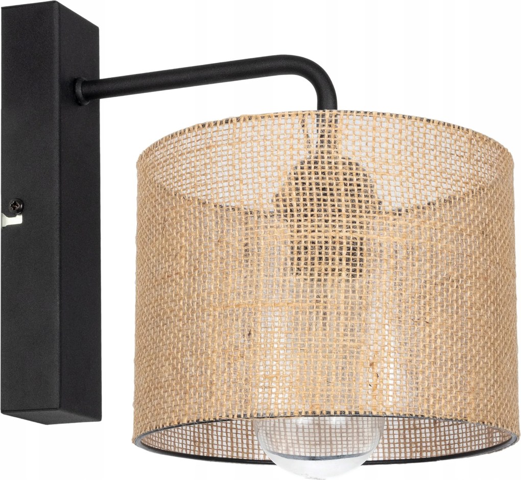 Černá nástěnná lampa Boho len, černá, Led