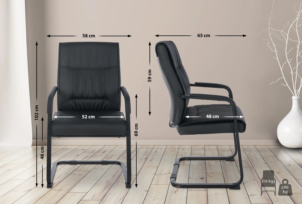 XL konferenční židle Anubis – černá/černá