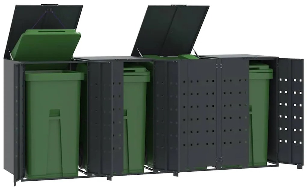 Box na 4 popelnice antracitový 276 x 79 x 117 cm ocel 3279984