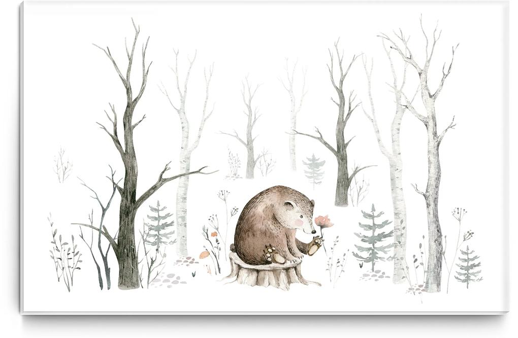 Malvis ® Obraz Malovaný medvídek Velikost (šířka x výška): třídílný obdélník - 150x100 cm