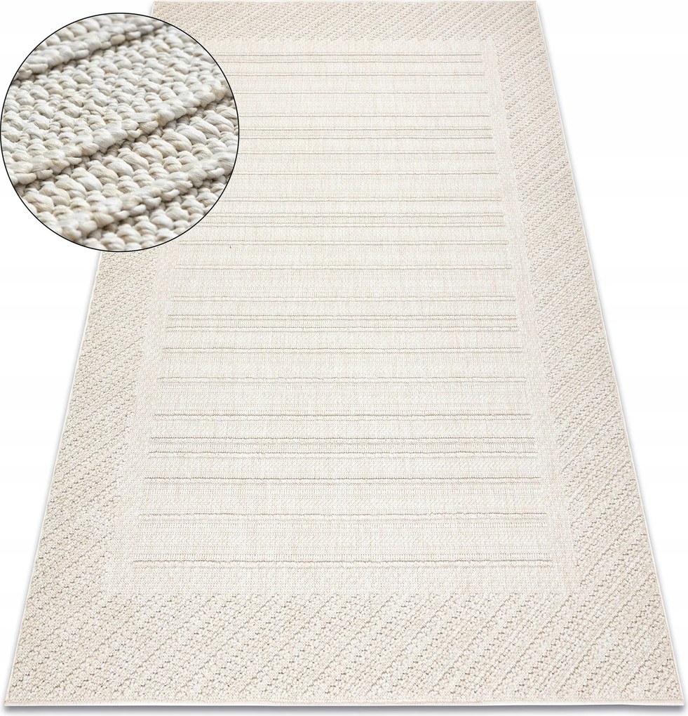 Koberec Plochý Tkaný Jersey Rámeček krém sisal outdoor smyčka 160x220 cm