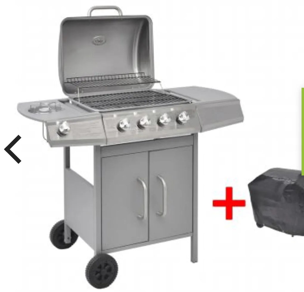 Plynový gril BBQ 4+1 černostříbrný