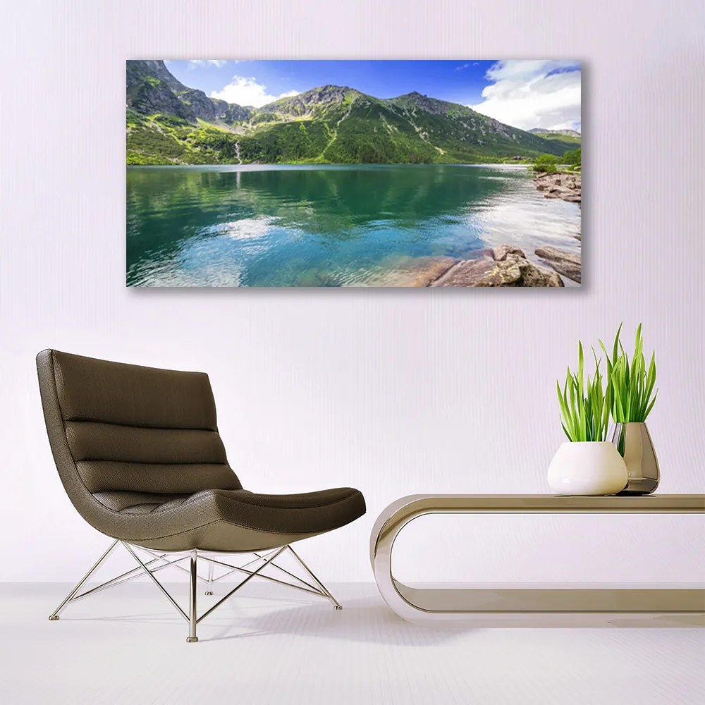 akrylový obraz Hora Jezero Krajina 120x60 cm